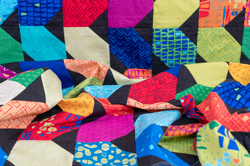 Finished Quilt – Squiggles Made from Modern Marks Fabric – Christa Quilts