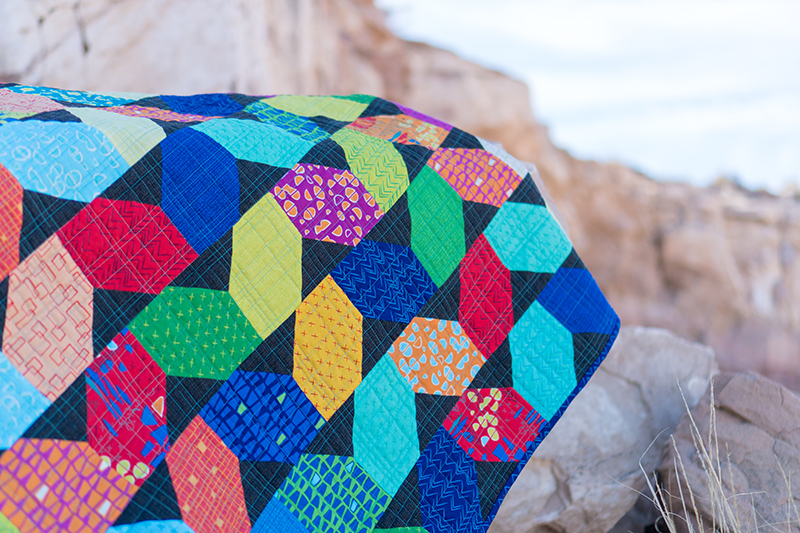Finished Quilt – Squiggles Made from Modern Marks Fabric – Christa Quilts